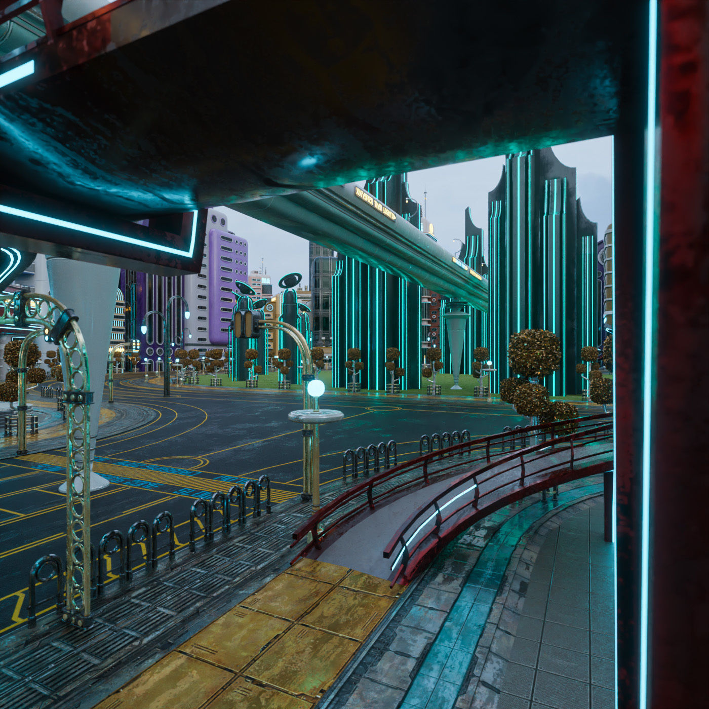 3D model SCIFI ATOMPUNK CITY ENVIRONMENT TILEABLE LOOP VR / AR / low ...