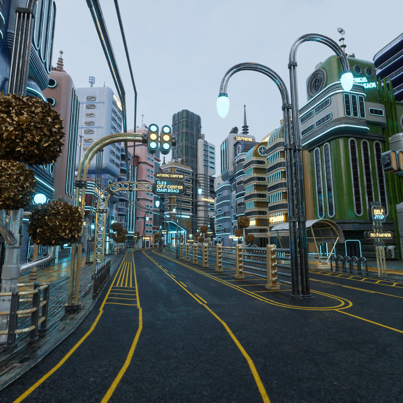 3D model SCIFI ATOMPUNK CITY ENVIRONMENT TILEABLE LOOP VR / AR / low ...