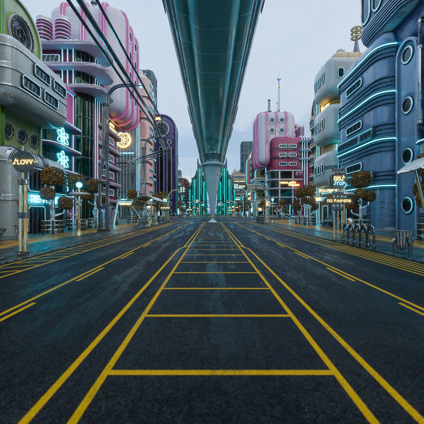 3D model SCIFI ATOMPUNK CITY ENVIRONMENT TILEABLE LOOP VR / AR / low ...
