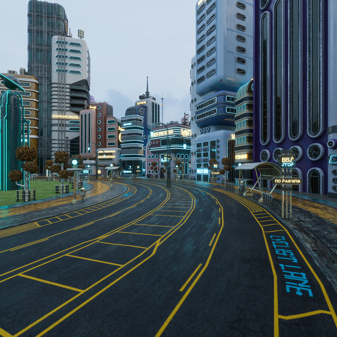 3D model SCIFI ATOMPUNK CITY ENVIRONMENT TILEABLE LOOP VR / AR / low ...
