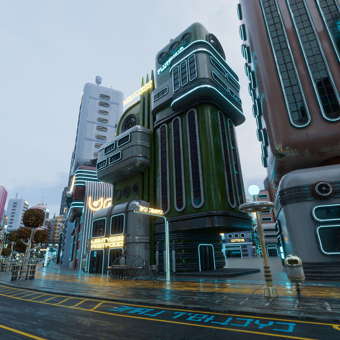 3D model SCIFI ATOMPUNK CITY ENVIRONMENT TILEABLE LOOP VR / AR / low ...