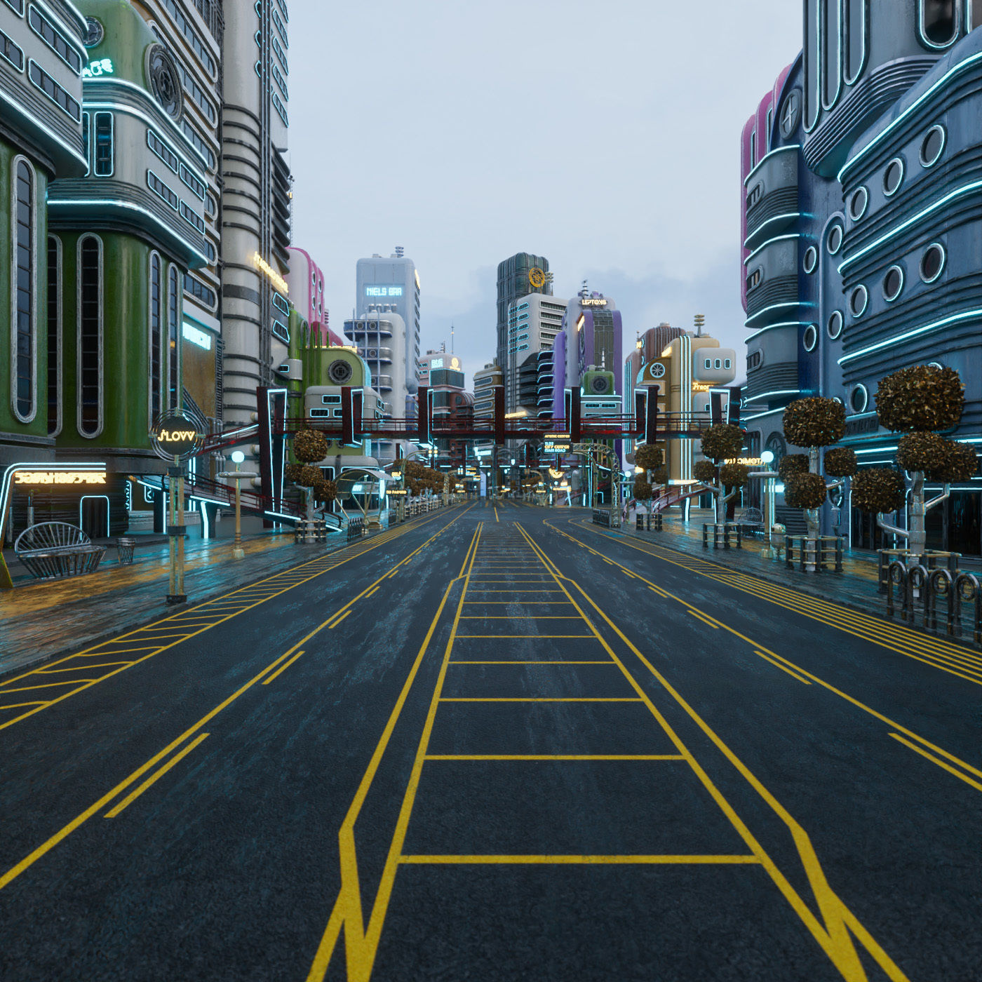3D model SCIFI ATOMPUNK CITY ENVIRONMENT TILEABLE LOOP VR / AR / low ...