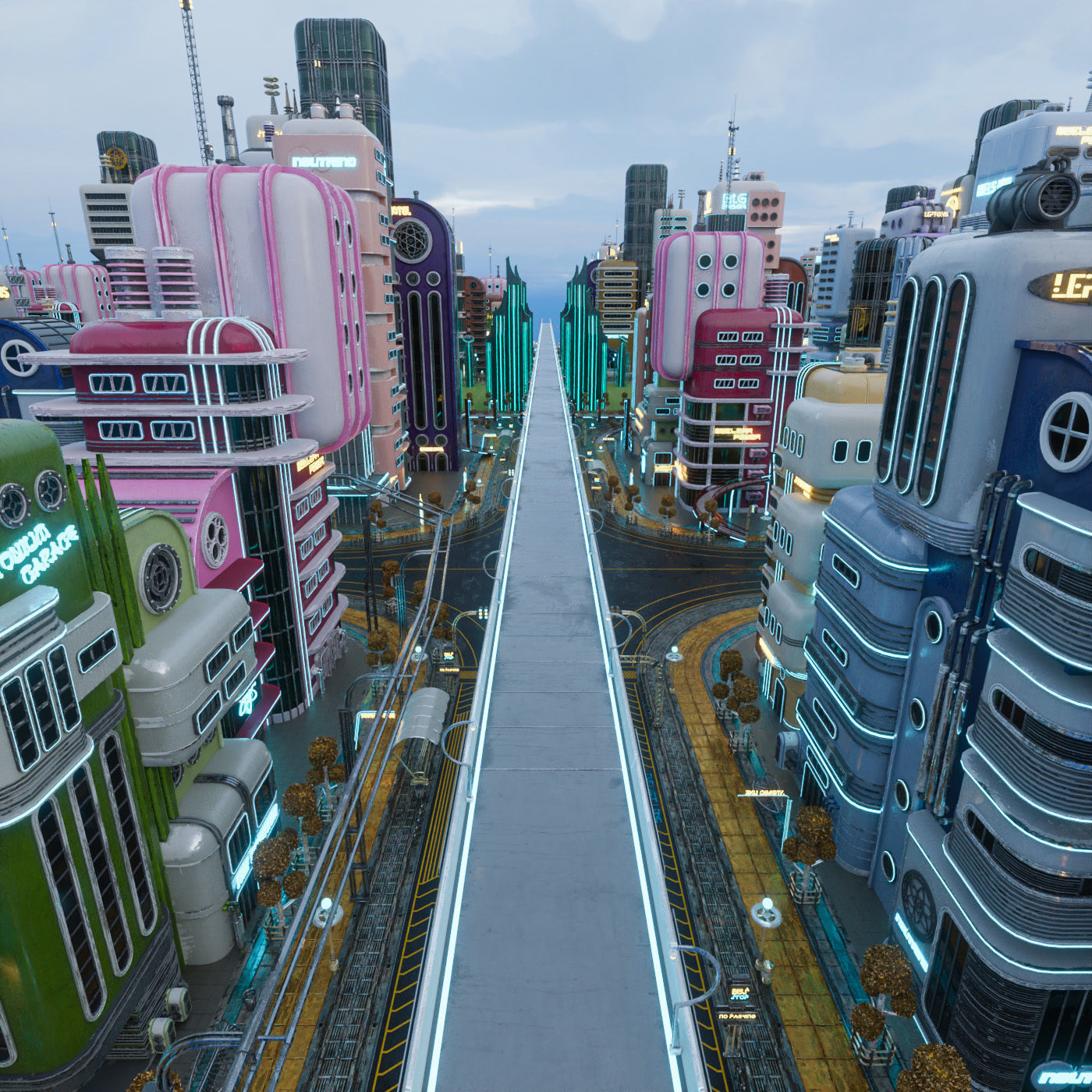 3D model SCIFI ATOMPUNK CITY ENVIRONMENT TILEABLE LOOP VR / AR / low ...