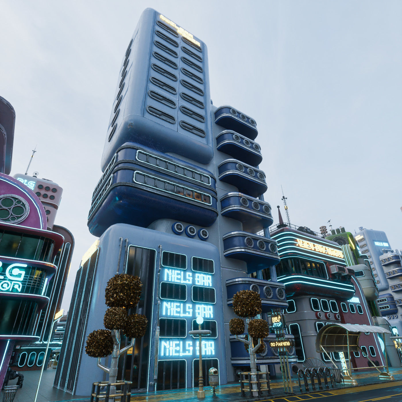 3D model SCIFI ATOMPUNK CITY ENVIRONMENT TILEABLE LOOP VR / AR / low ...