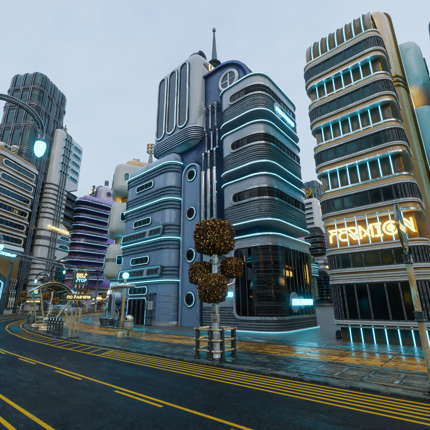 3D model SCIFI ATOMPUNK CITY ENVIRONMENT TILEABLE LOOP VR / AR / low ...