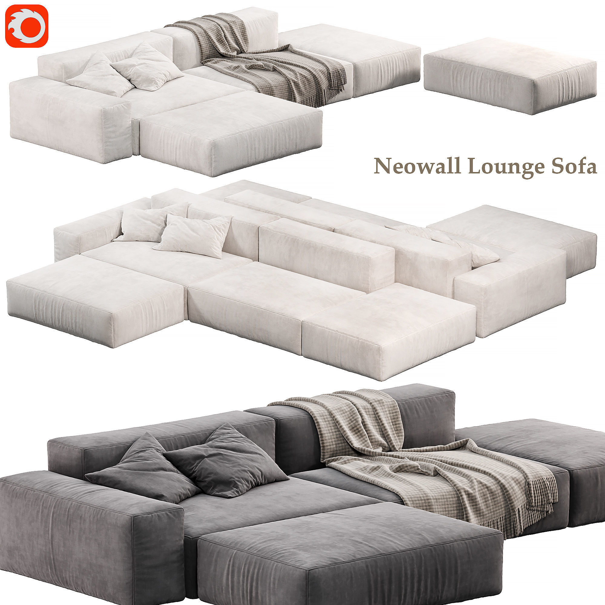 Neowall Lounge Sofa N2 by livingdivani 3D model | CGTrader