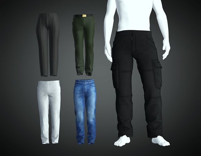 3D model 3D Pants Collection Fully Textured Game Ready Models VR / AR ...