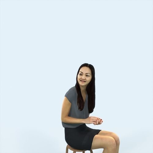 3D model Passion 18C Observing Clapping East Asian Sitting Casual Woman VR / AR / low-poly ...