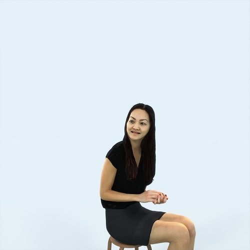 3D model Passion 18B Observing Clapping East Asian Sitting Casual Woman VR / AR / low-poly ...