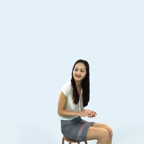 3D model Passion 18A Observing Clapping East Asian Sitting Casual Woman VR / AR / low-poly ...