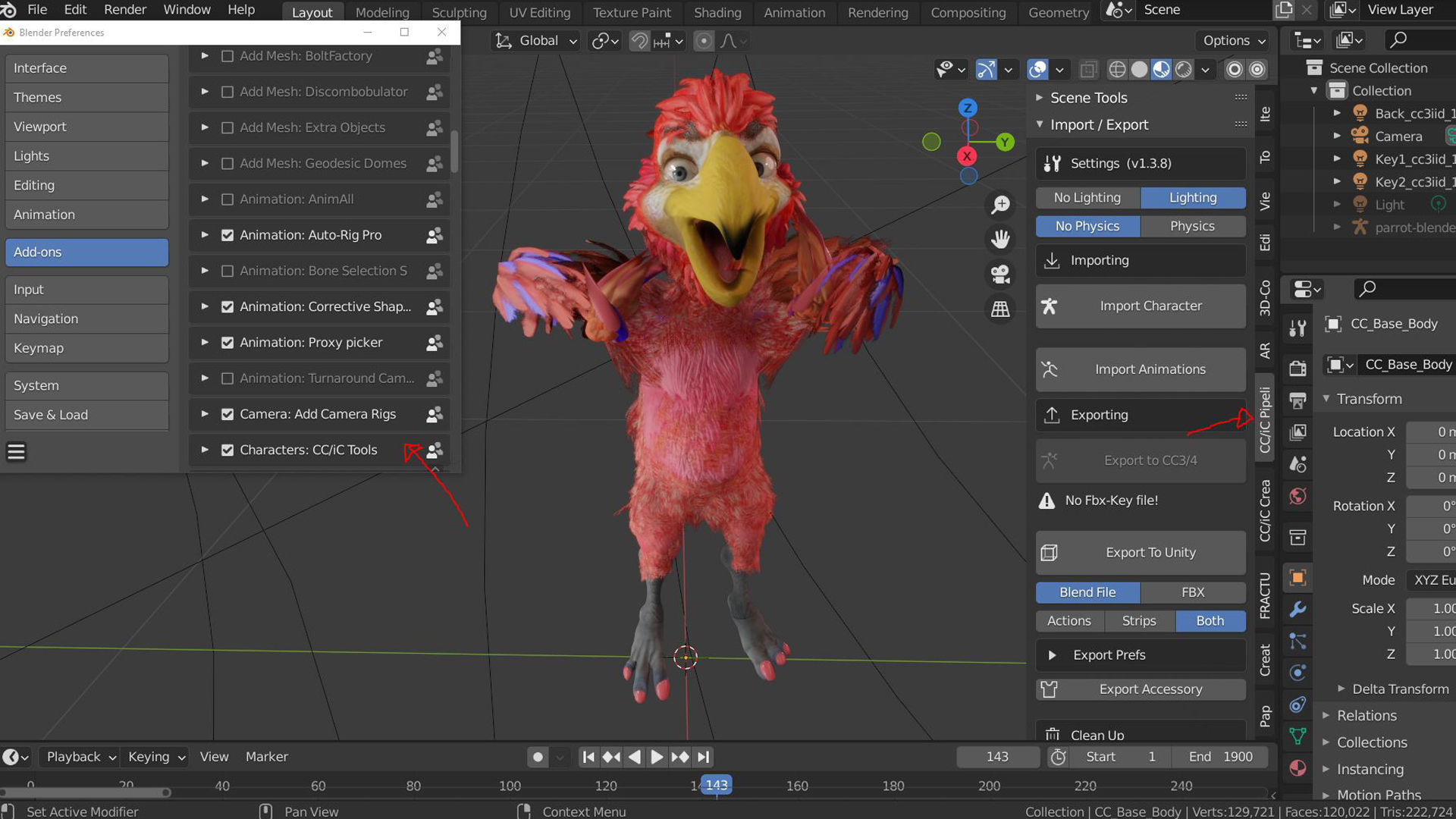 Parrot High quality character full Rigged and Animated 3D model ...