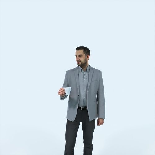 3D model Portrait 03C Drinking Coffee Casual Man VR / AR / low-poly ...