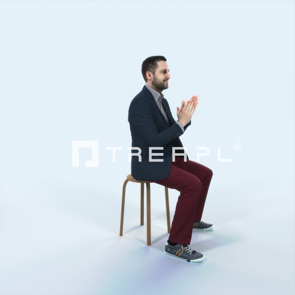 3D model Portrait 08L Clapping Sitting Casual Man VR / AR / low-poly ...