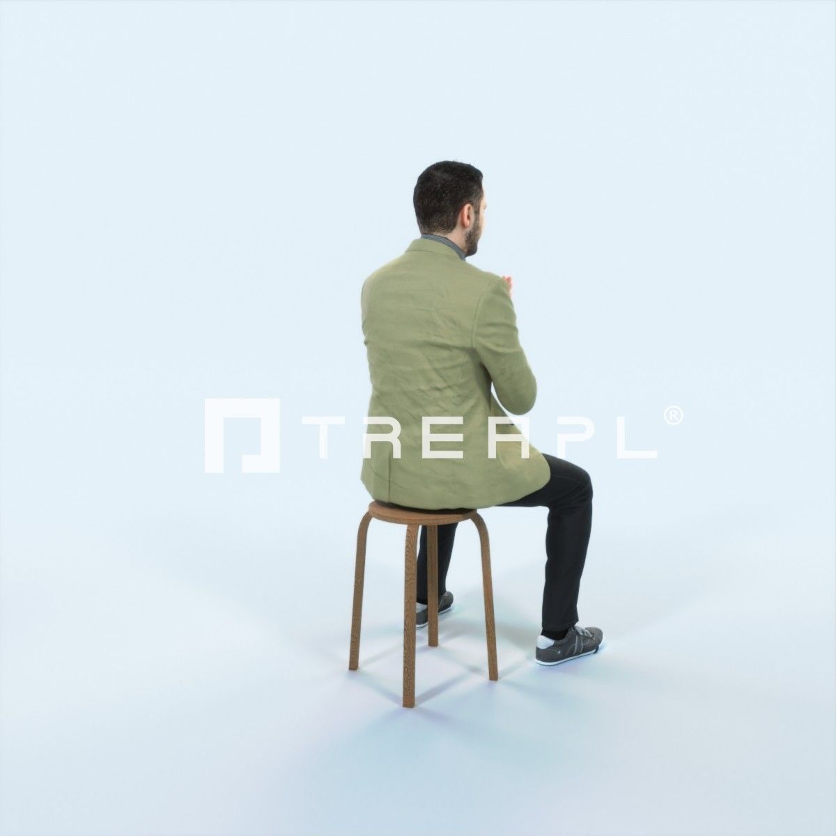 3D model Portrait 08I Clapping Sitting Casual Man VR / AR / low-poly ...