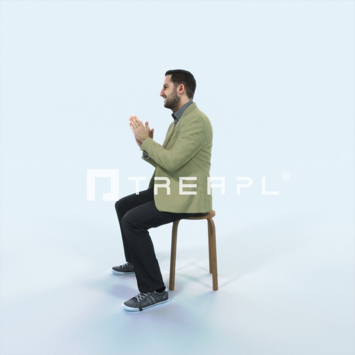 3D model Portrait 08I Clapping Sitting Casual Man VR / AR / low-poly ...