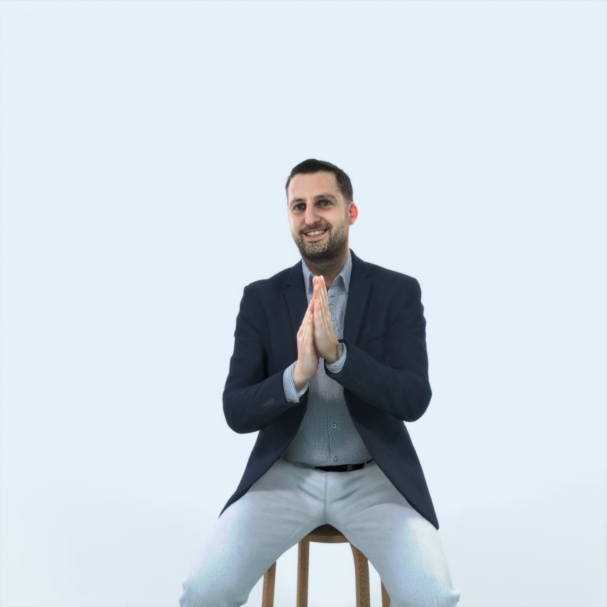 3D model Portrait 08F Clapping Sitting Casual Man VR / AR / low-poly ...