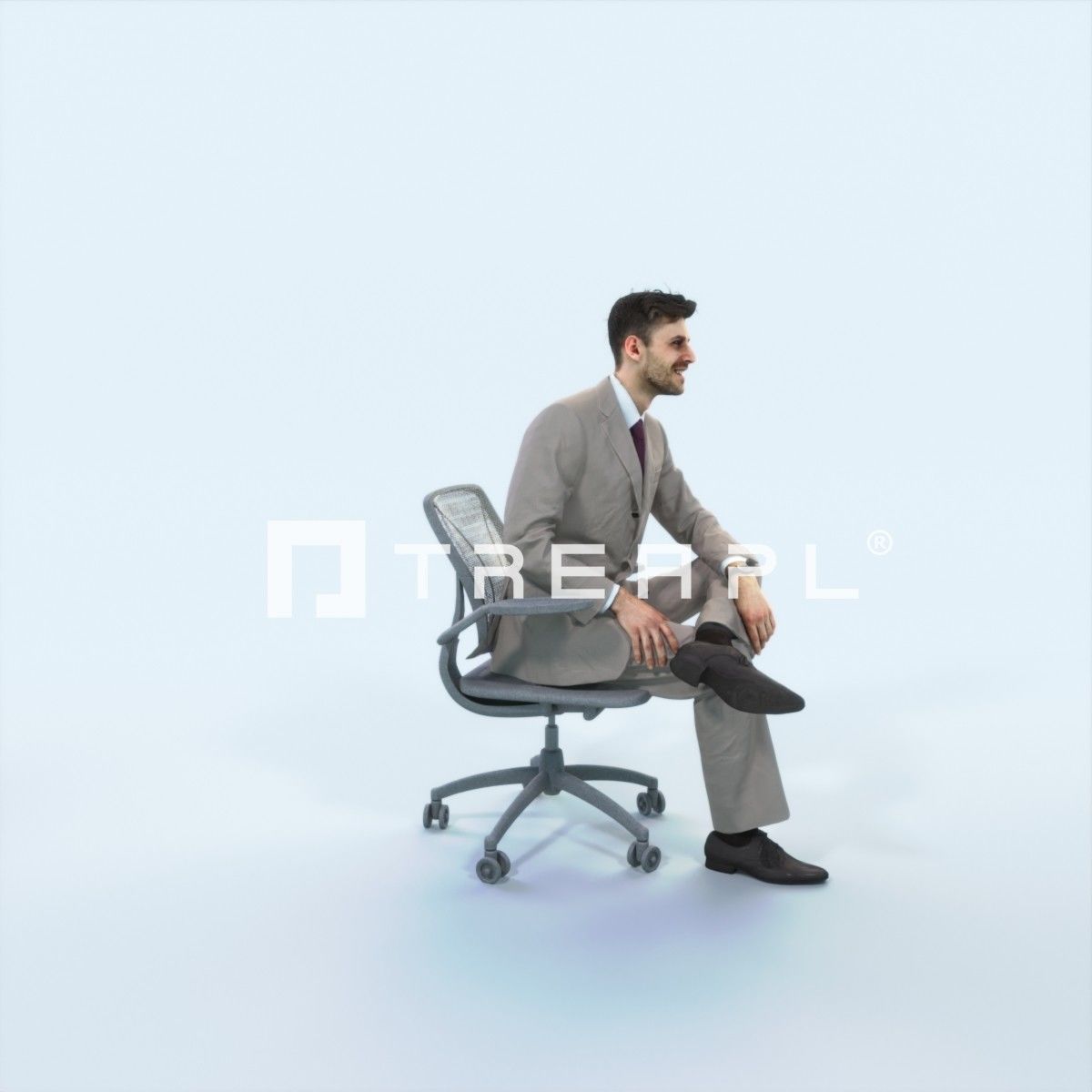 3D model Posture 22C Listening Sitting Elegant Man VR / AR / low-poly ...