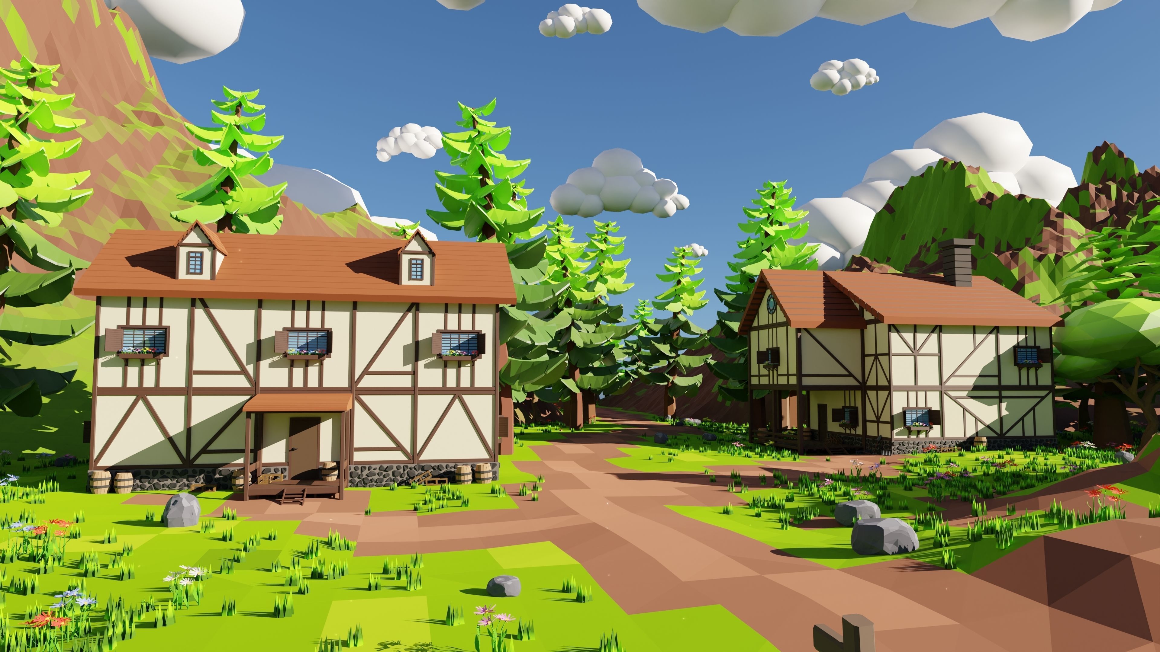 Isometric Small town 3D model | CGTrader