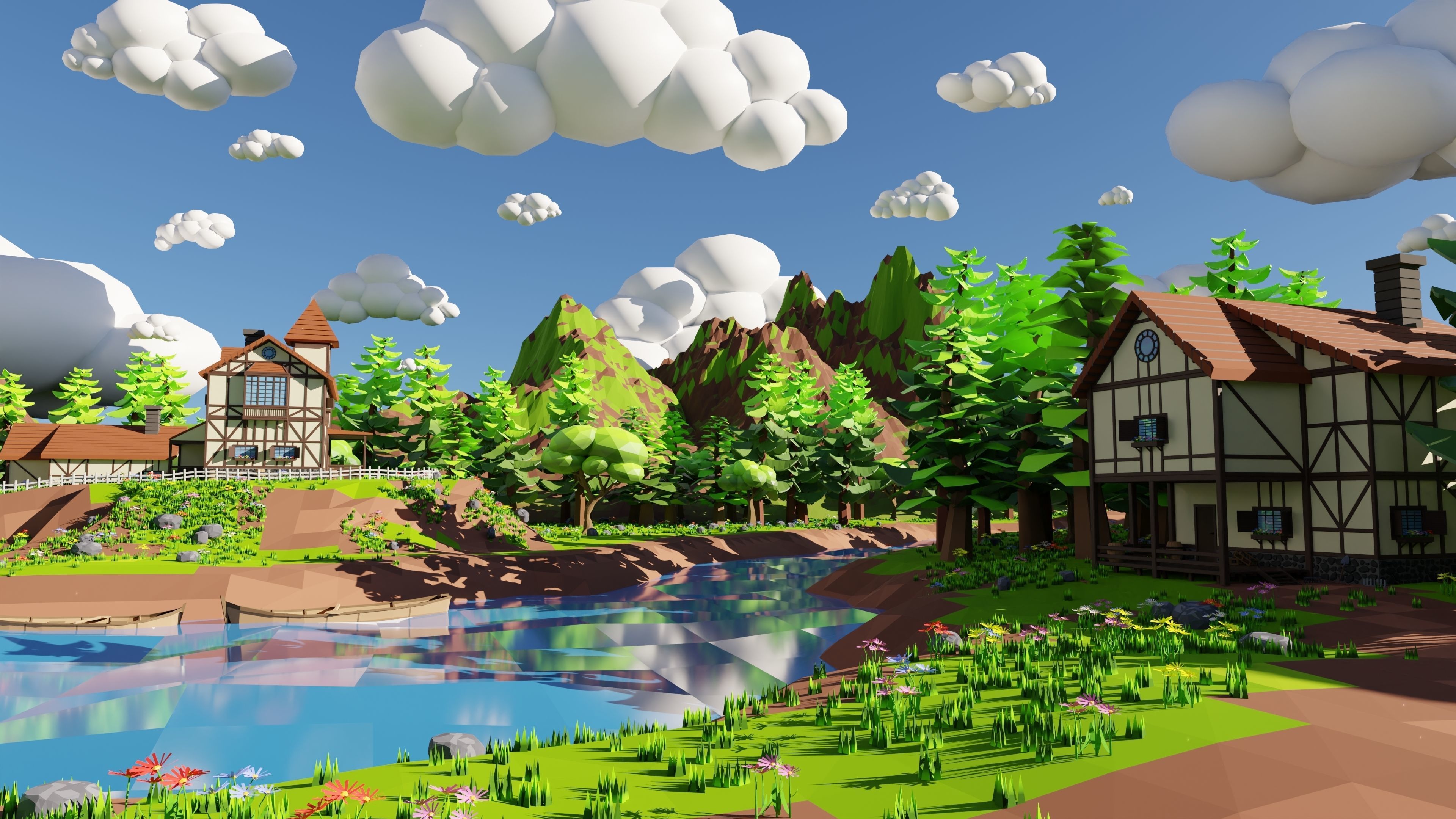 Isometric Small town 3D model | CGTrader