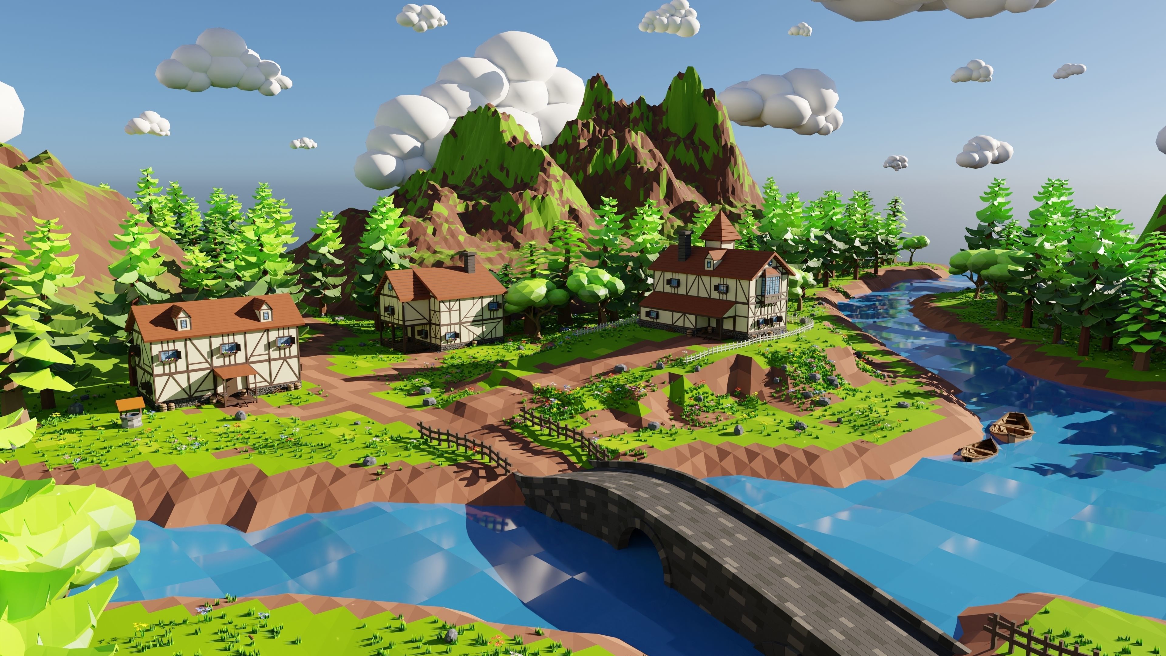 Isometric Small town 3D model | CGTrader