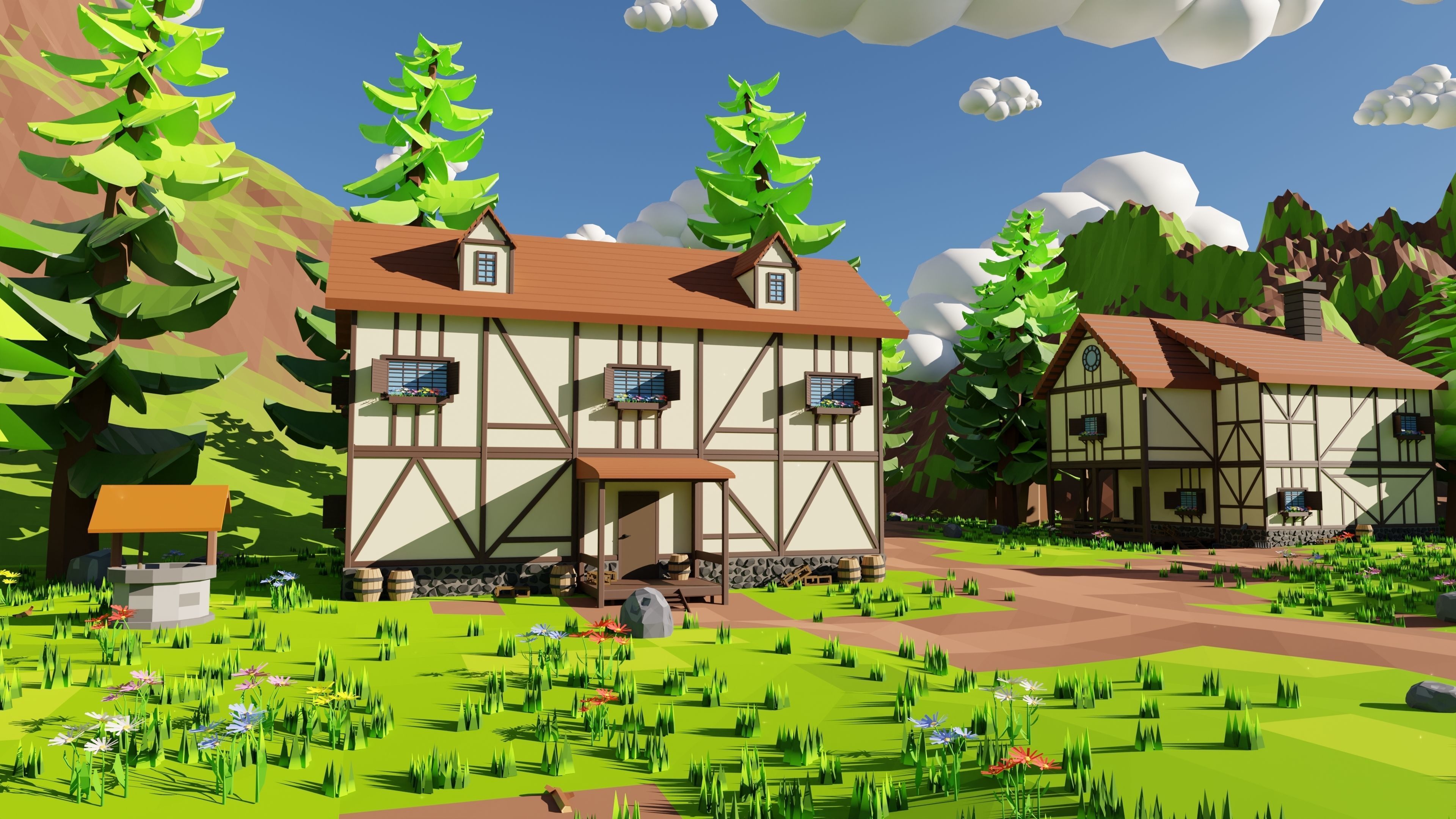 Isometric Small town 3D model | CGTrader