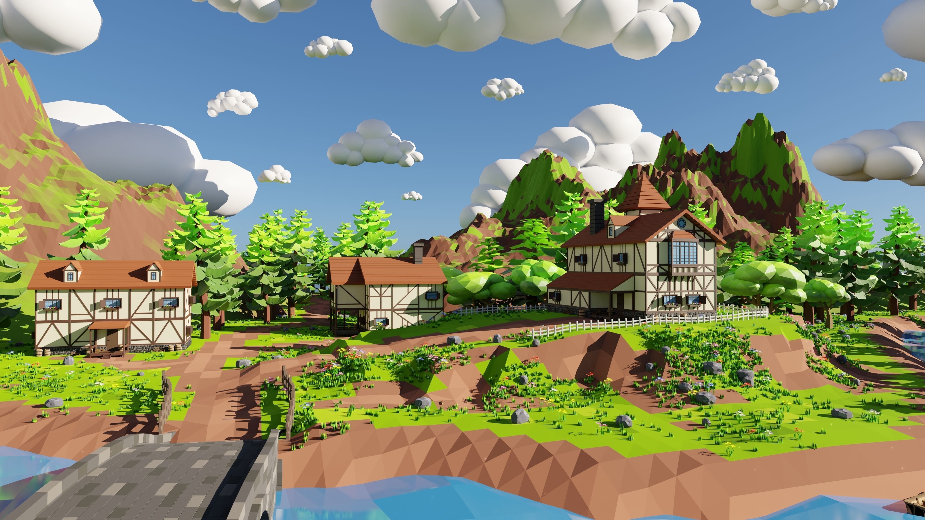 Isometric Small town 3D model | CGTrader