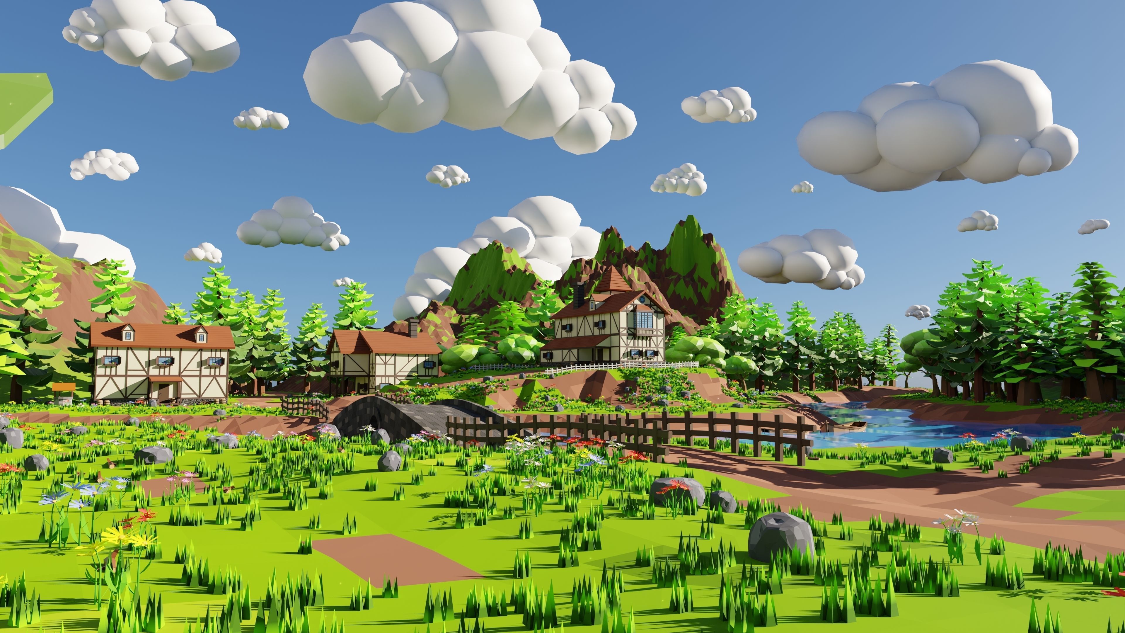 Isometric Small town 3D model | CGTrader