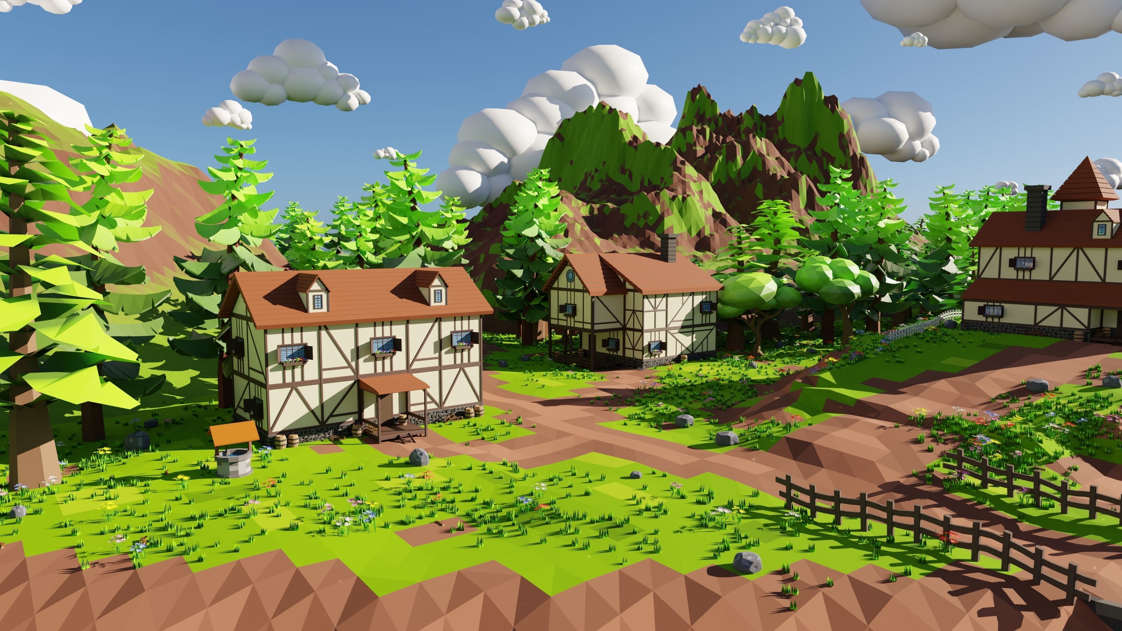 Isometric Small town 3D model | CGTrader