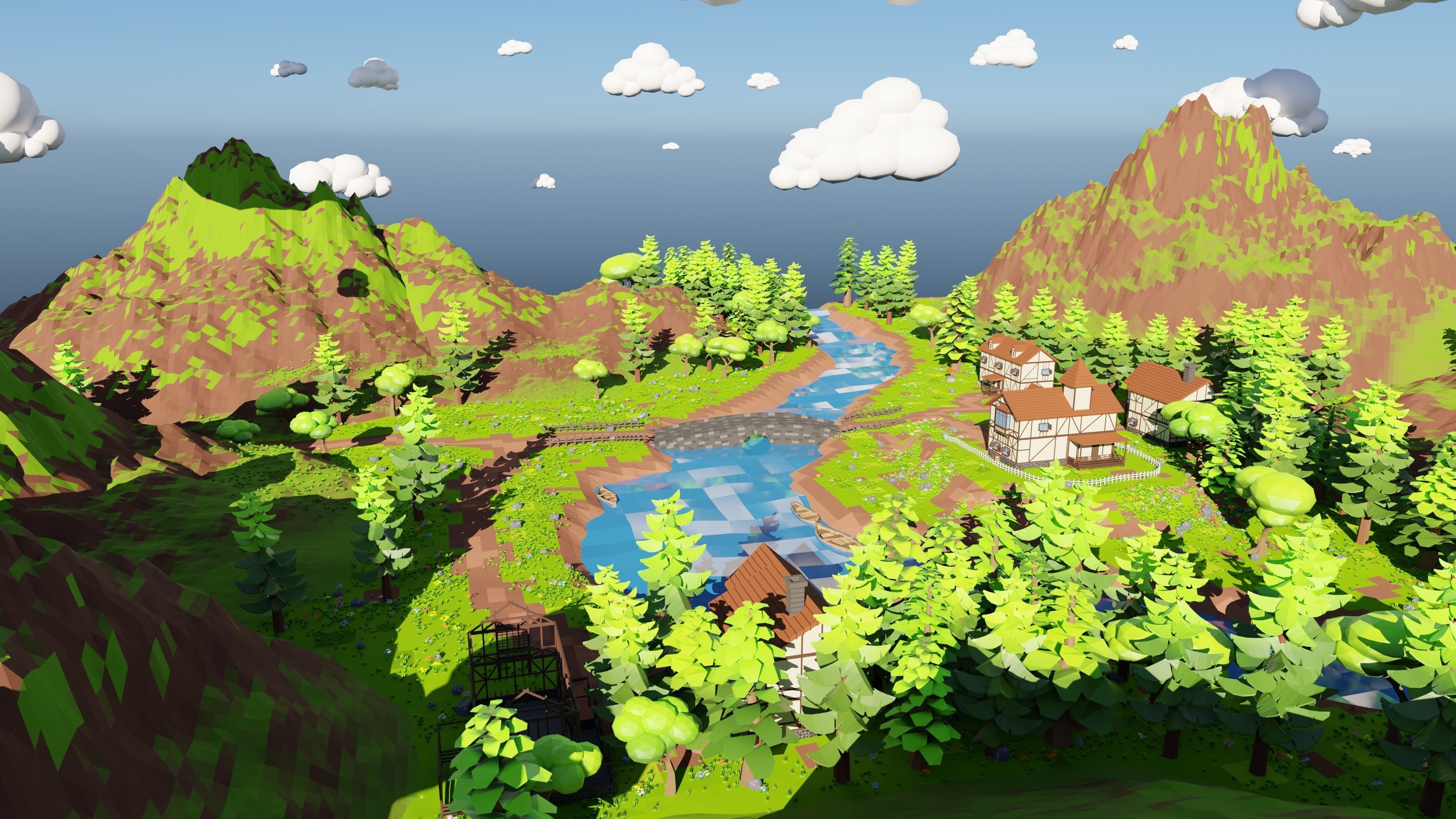 Isometric Small town 3D model | CGTrader