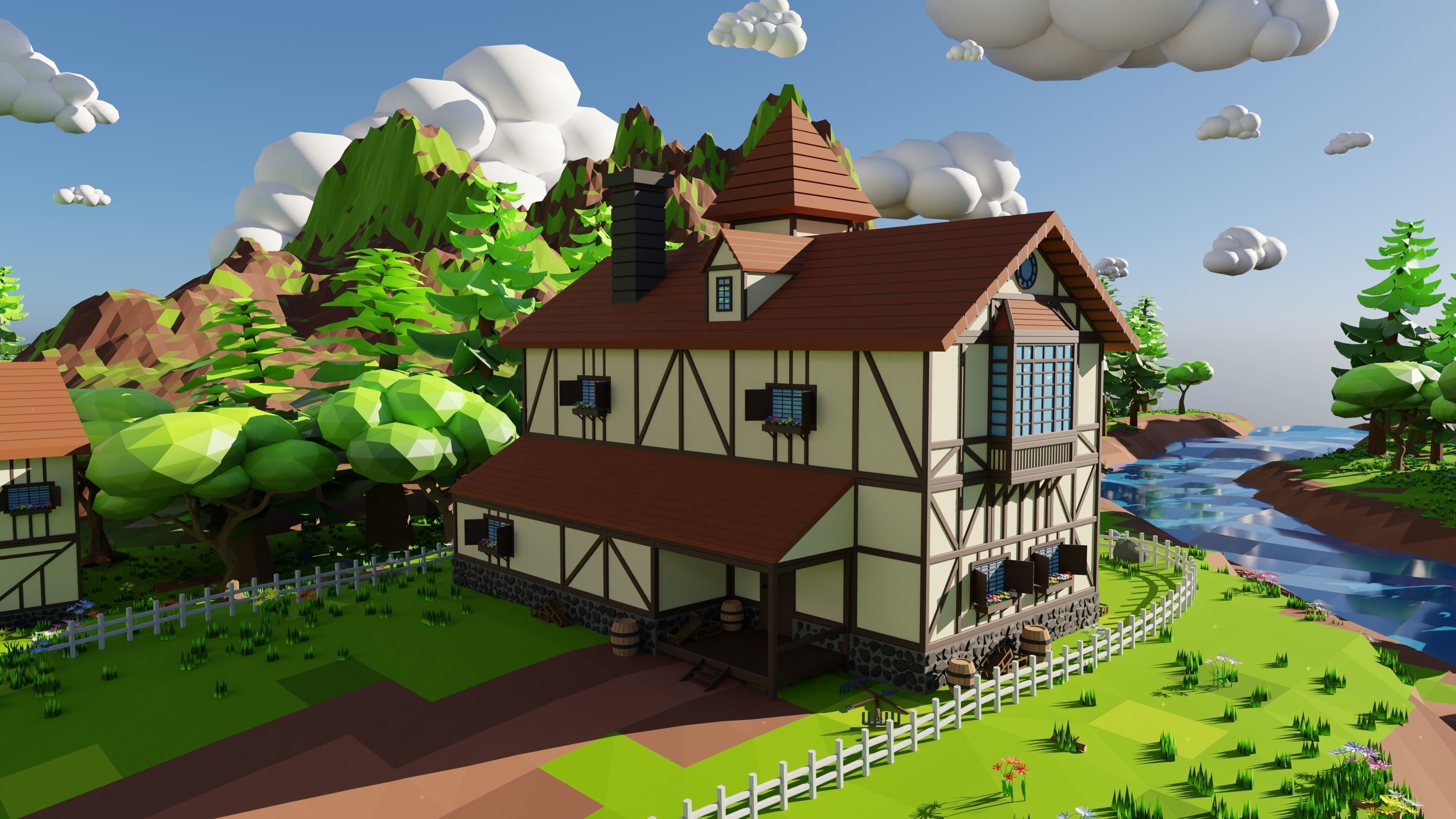 Isometric Small town 3D model | CGTrader
