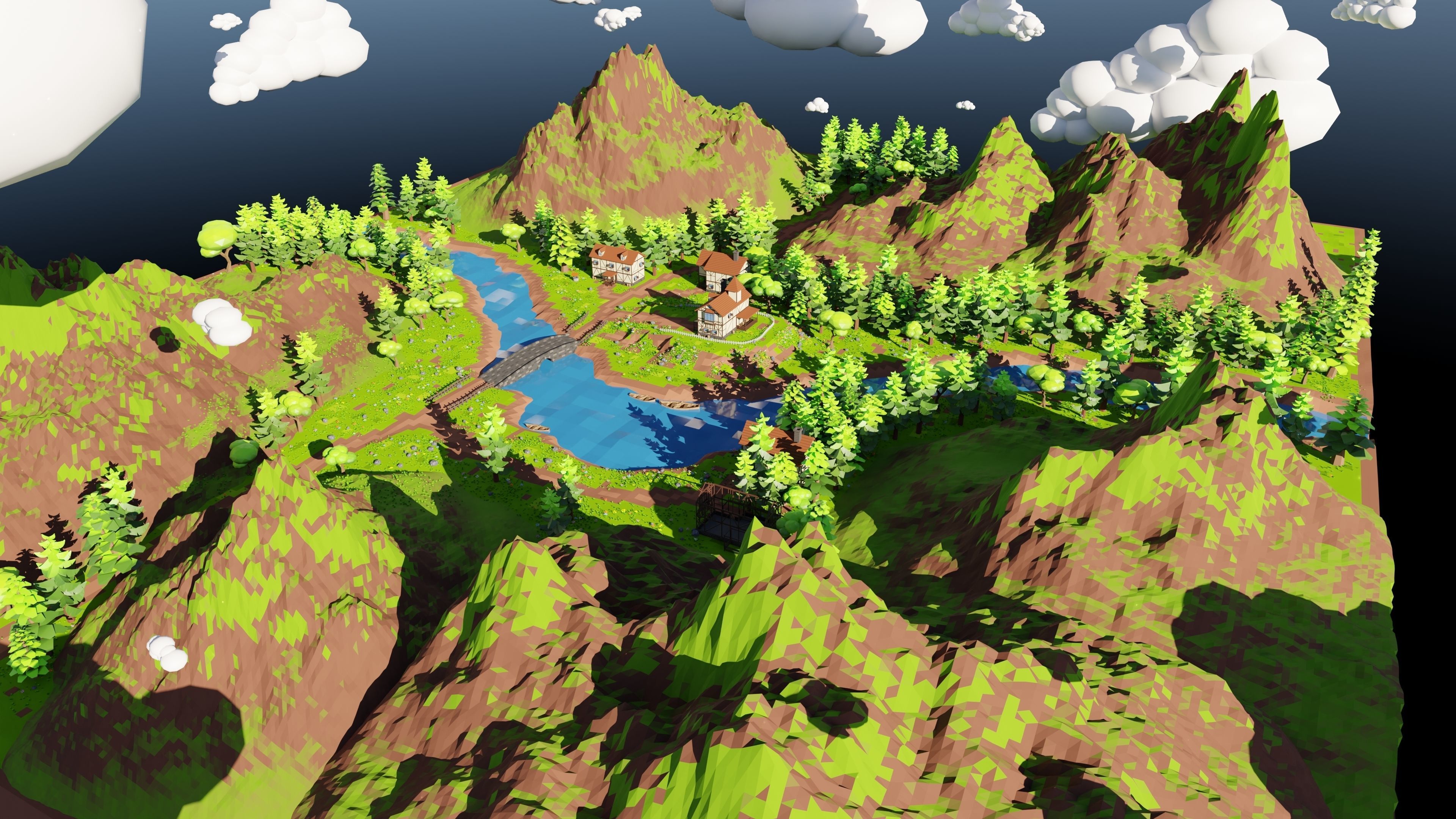 Isometric Small town 3D model | CGTrader