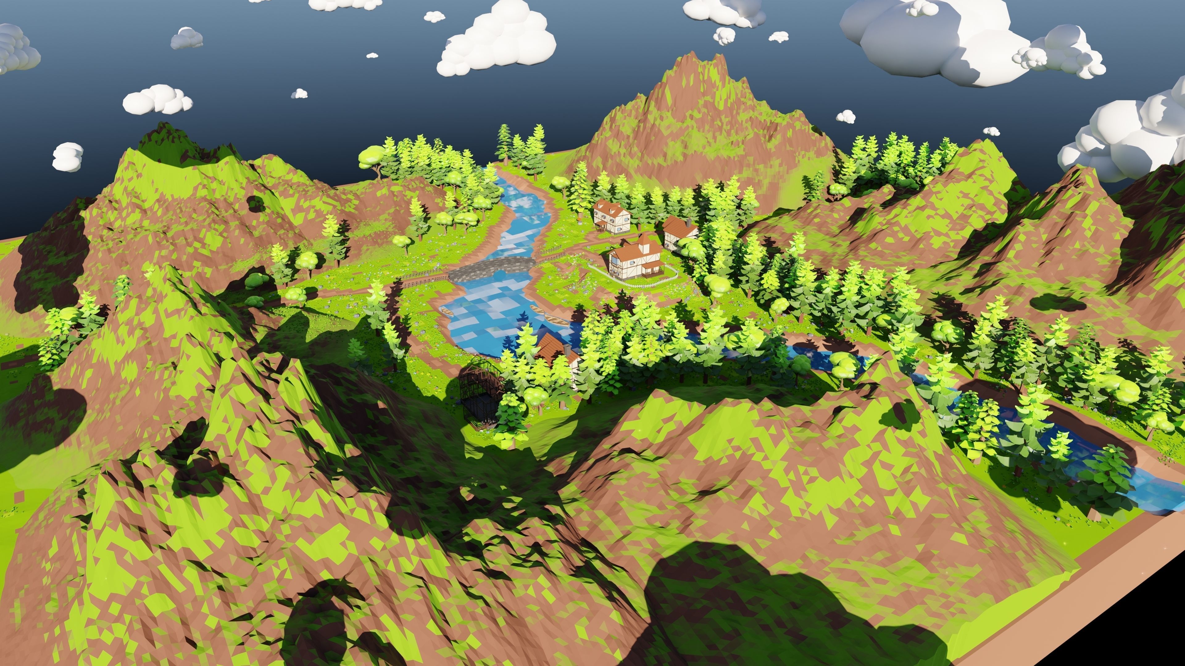 Isometric Small town 3D model | CGTrader