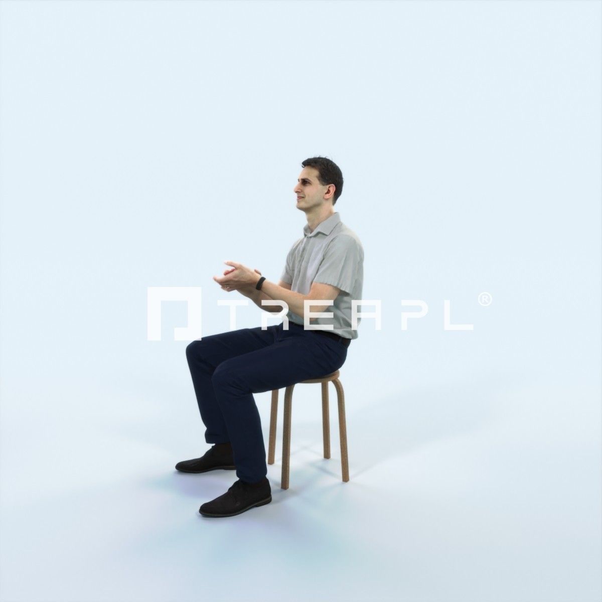 3D model Romance 08H Clapping Clapping Sitting Casual Man VR / AR / low ...