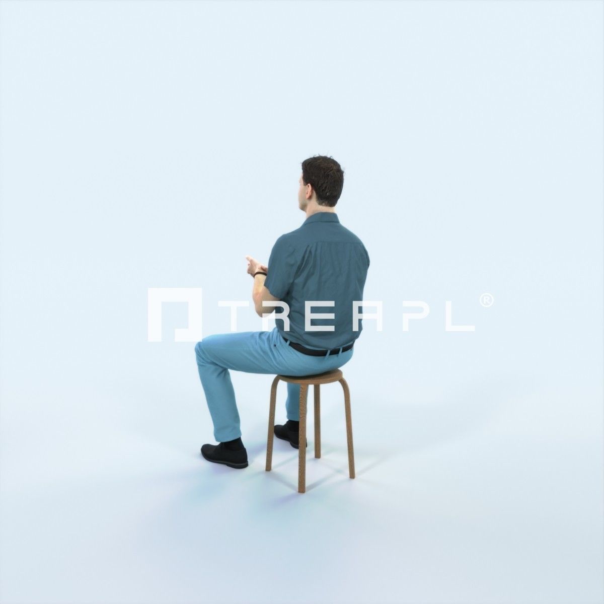 3D model Romance 08G Clapping Clapping Sitting Casual Man VR / AR / low ...