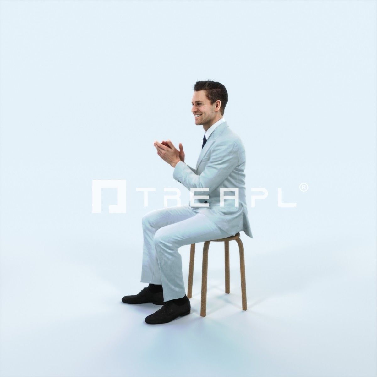 3D model Virtue 13M Clapping Sitting Elegant Man VR / AR / low-poly ...