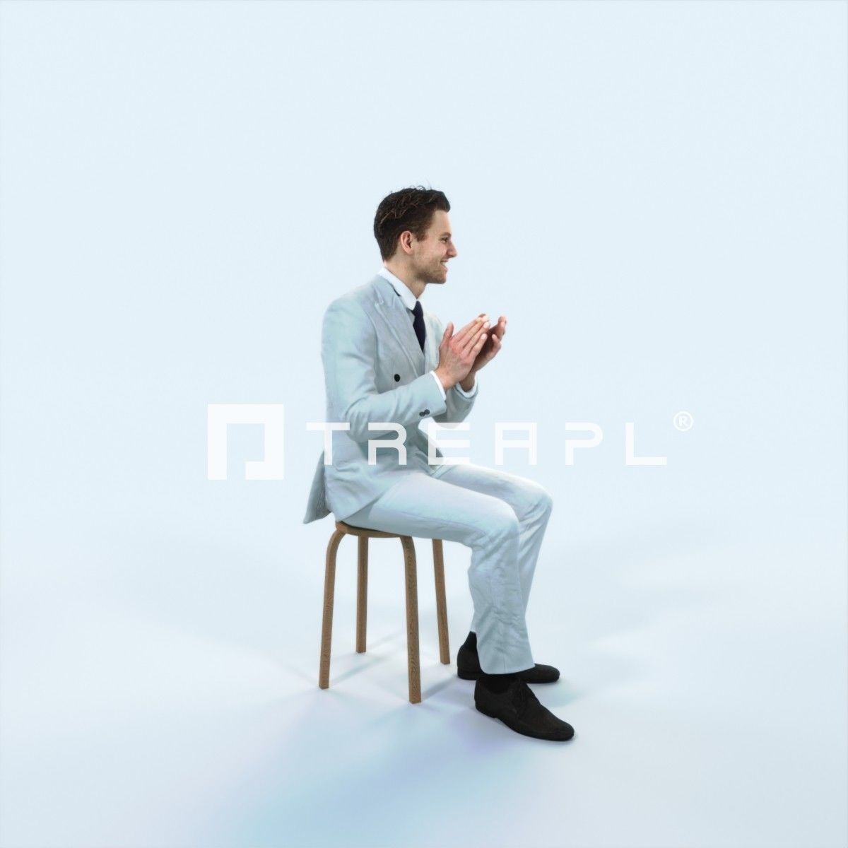 3D model Virtue 13M Clapping Sitting Elegant Man VR / AR / low-poly ...