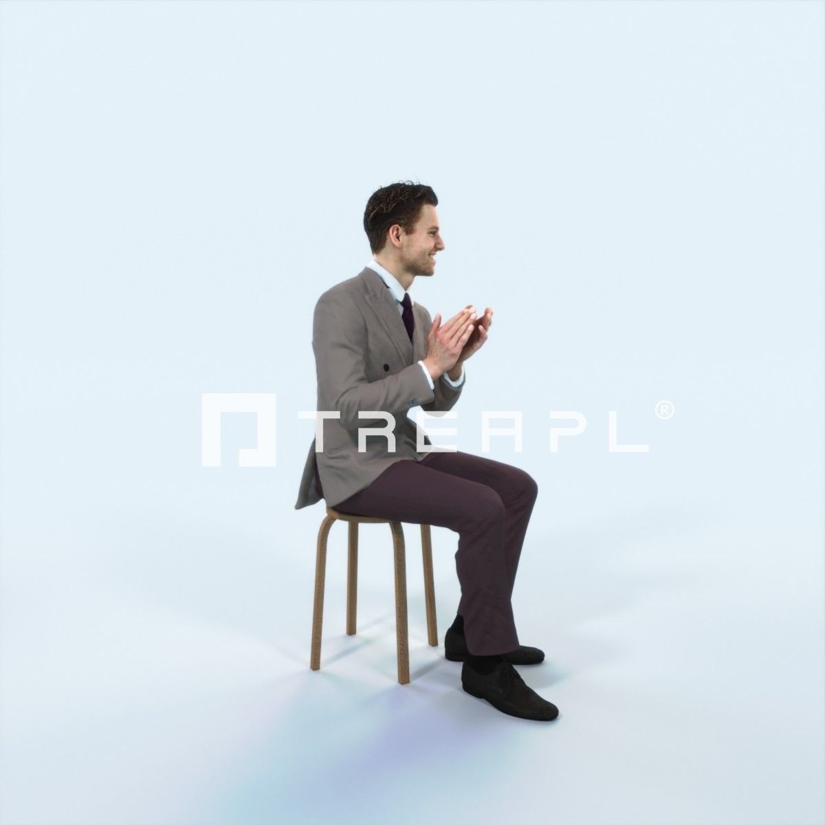 3D model Virtue 13G Clapping Sitting Elegant Man VR / AR / low-poly ...