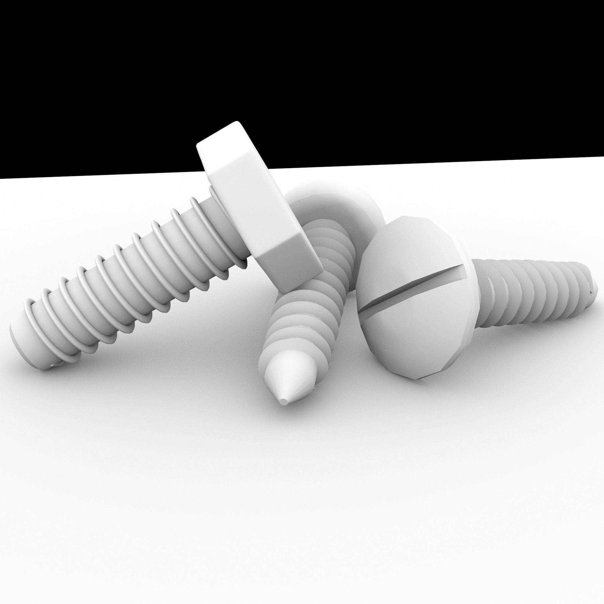 3 Different Types of Screws for Free free 3D model | CGTrader