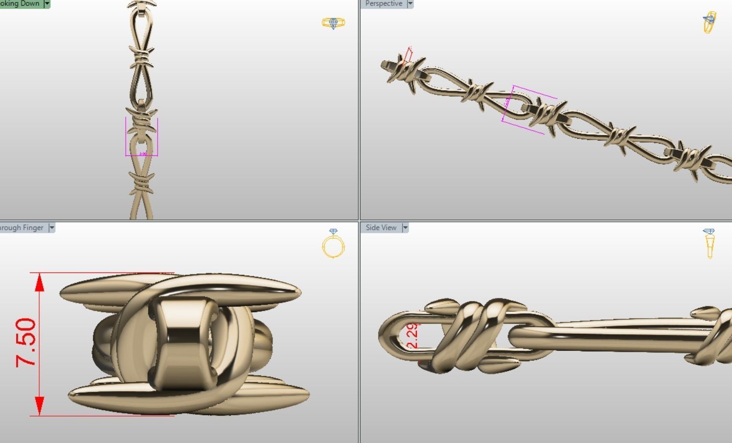 barb wire chain 3D model 3D printable | CGTrader