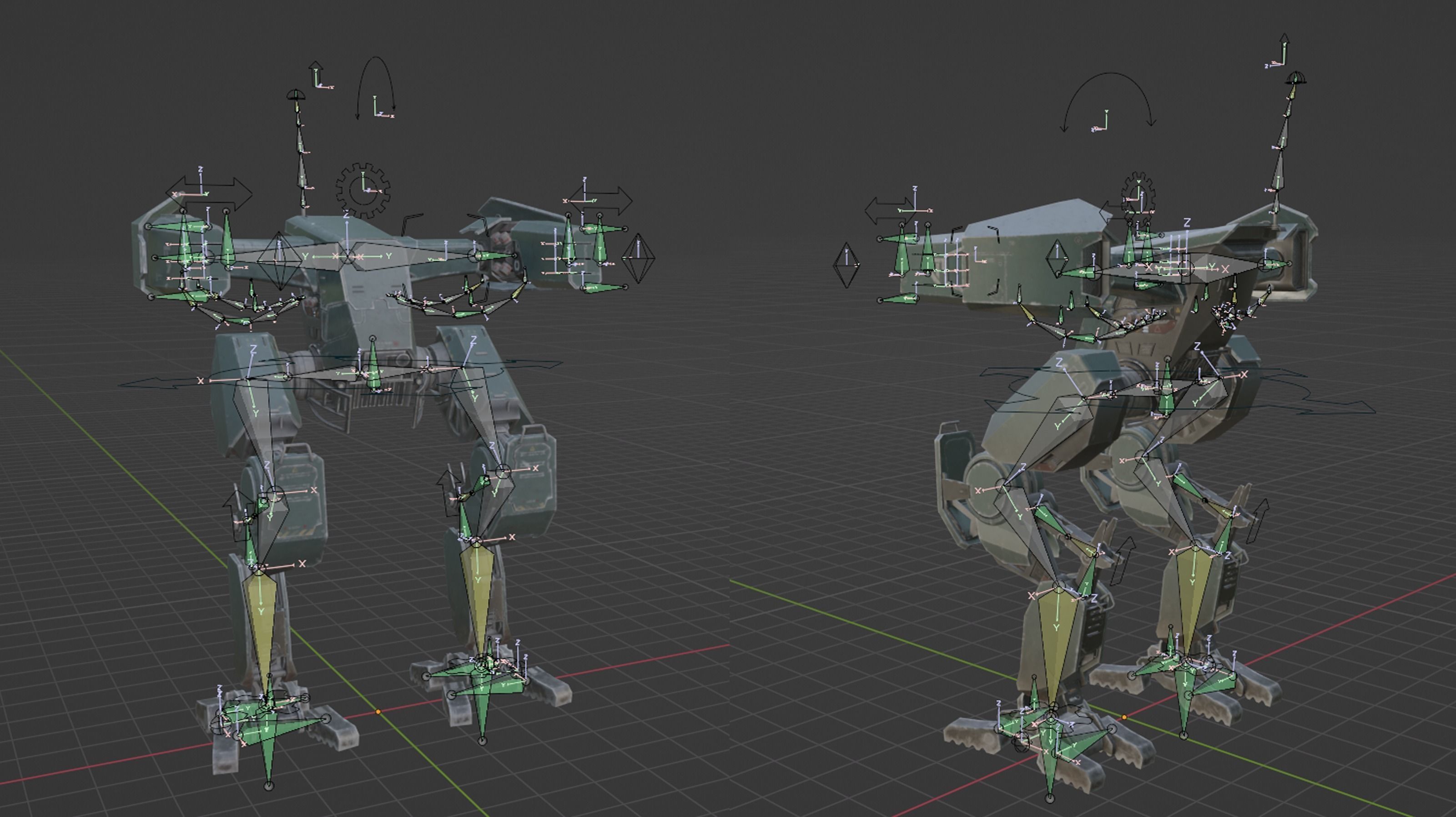3D model Sci-fi Mecha Grig game ready rigged Low poly robot VR / AR ...