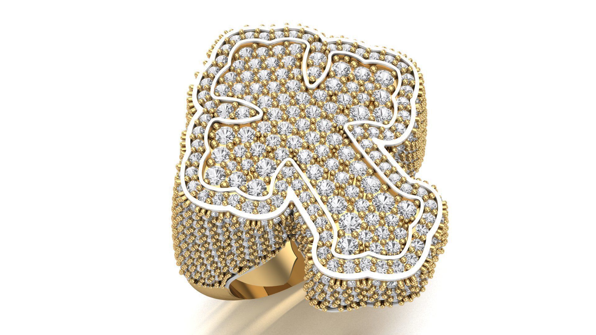 Cross Hip Hop Iced Ring 3D model 3D printable | CGTrader