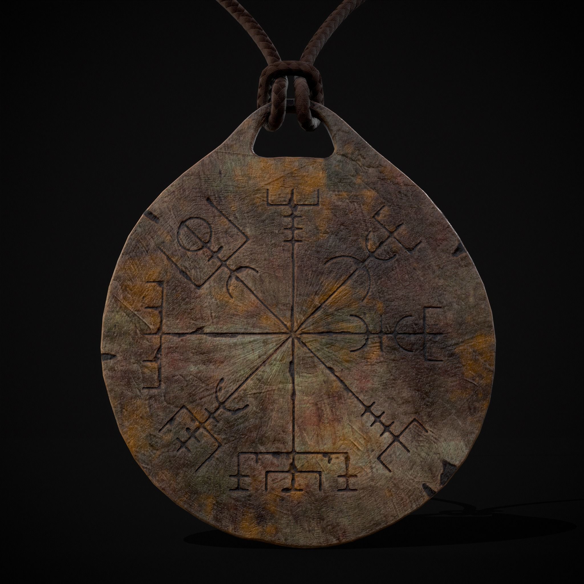 3D model Wooden Vegvisir Medallion VR / AR / low-poly | CGTrader
