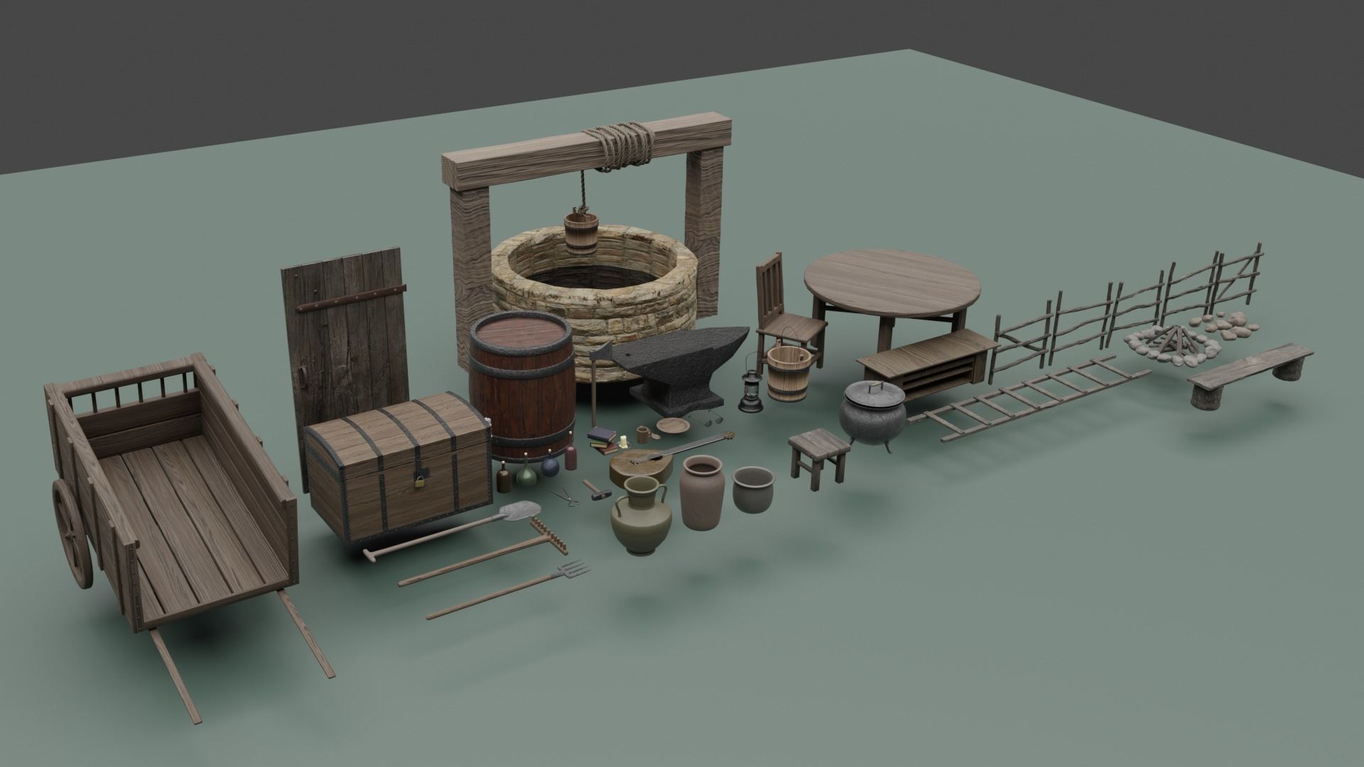 Medieval 51 Item Pack Detailed free 3D model | CGTrader