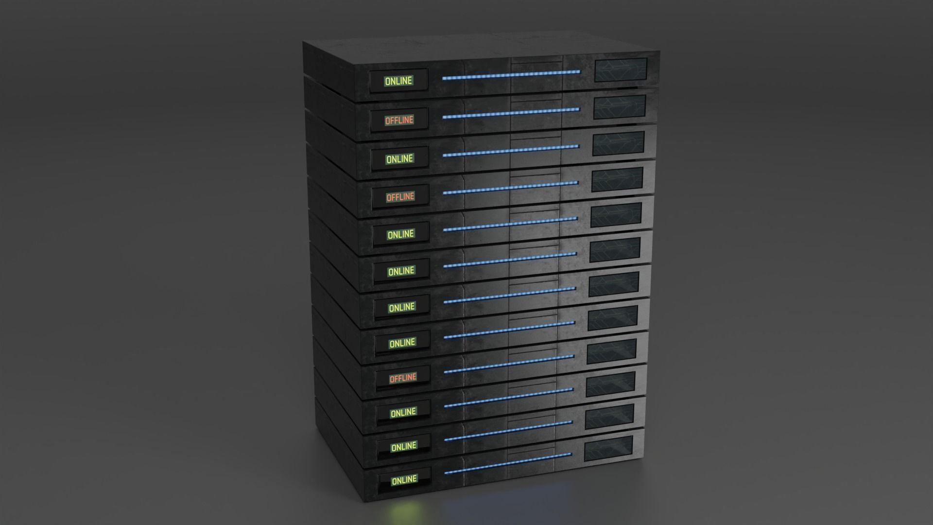 3D model Computers Servers Screens Touch Pad Lock Box VR / AR / low ...