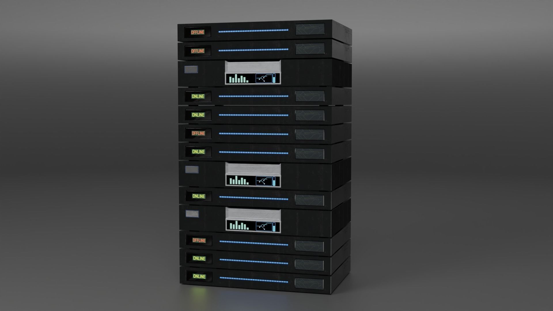 3D model Computers Servers Screens Touch Pad Lock Box VR / AR / low ...