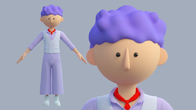 Cartoon Teenager Young Boy Gentleman IP Cartoon Image c4d 3D model ...