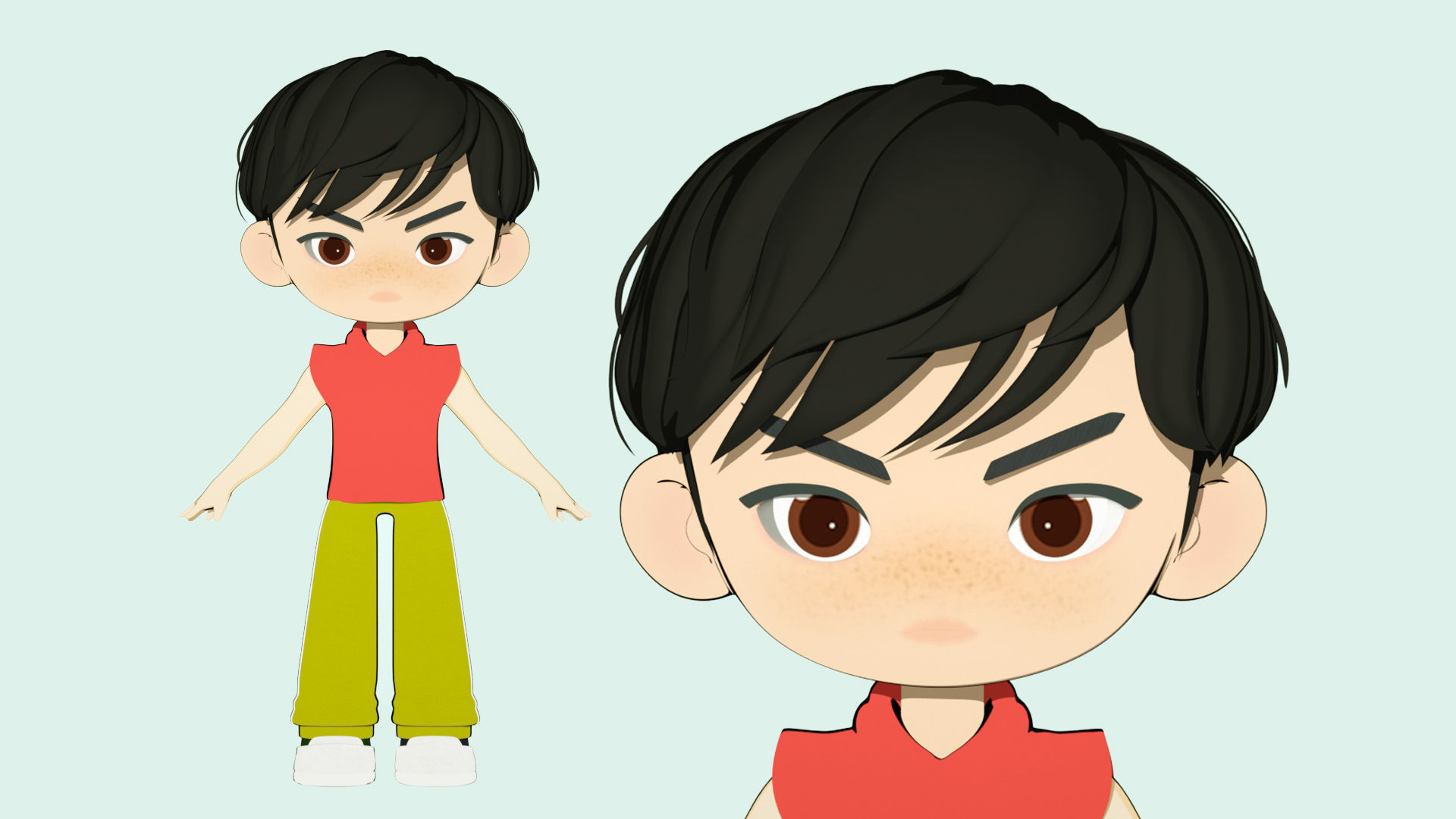 Three Shadows and Two Cartoons Young Boys and Young Boys 3D model ...