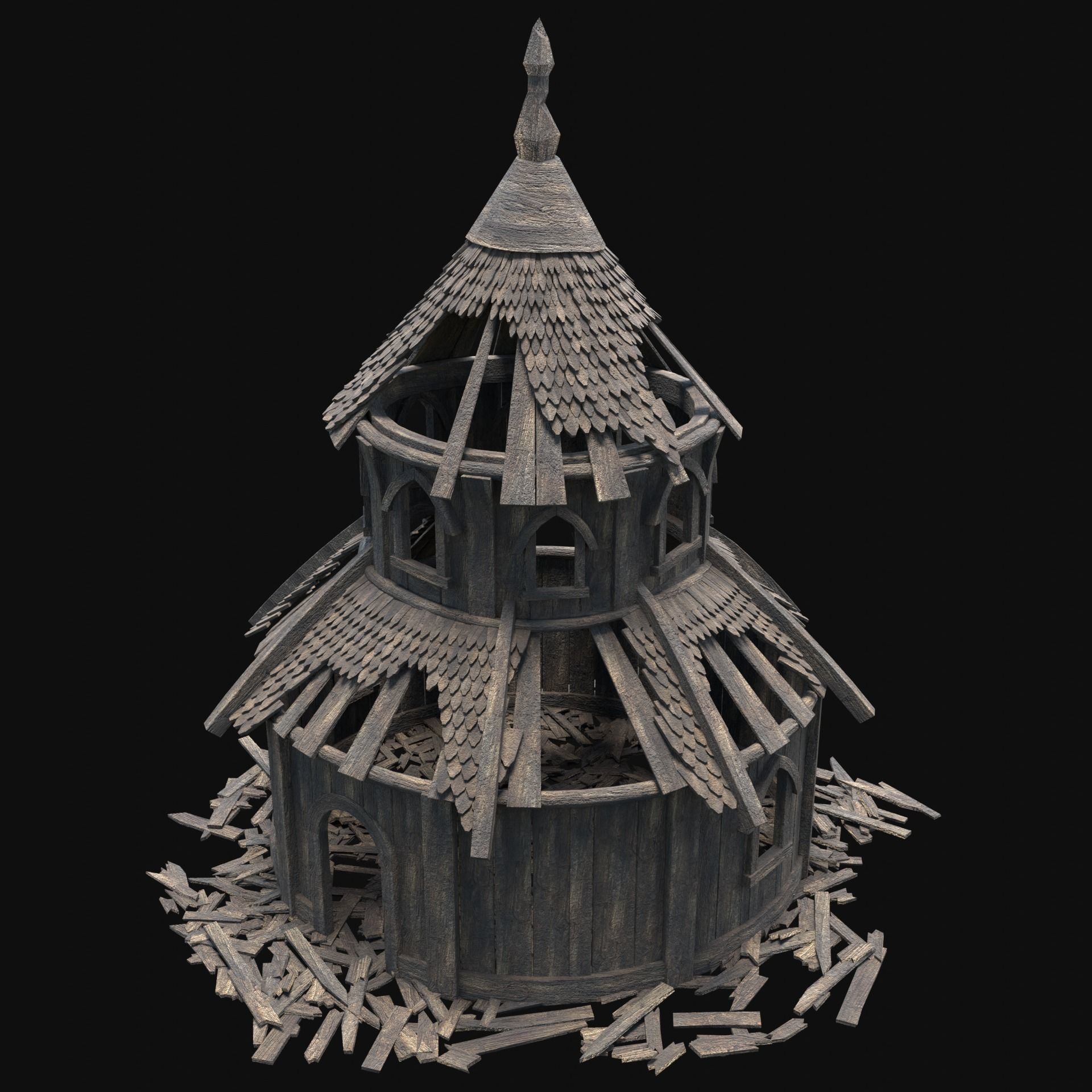 3D model WOODEN CHURCH RUINS RUIN MEDIEVAL BUILDING AAA COLLECTION VR ...