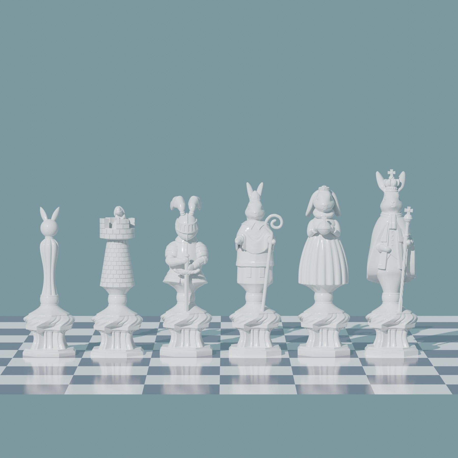 RABBIT CHESS HELIOS SET 3D model 3D printable | CGTrader