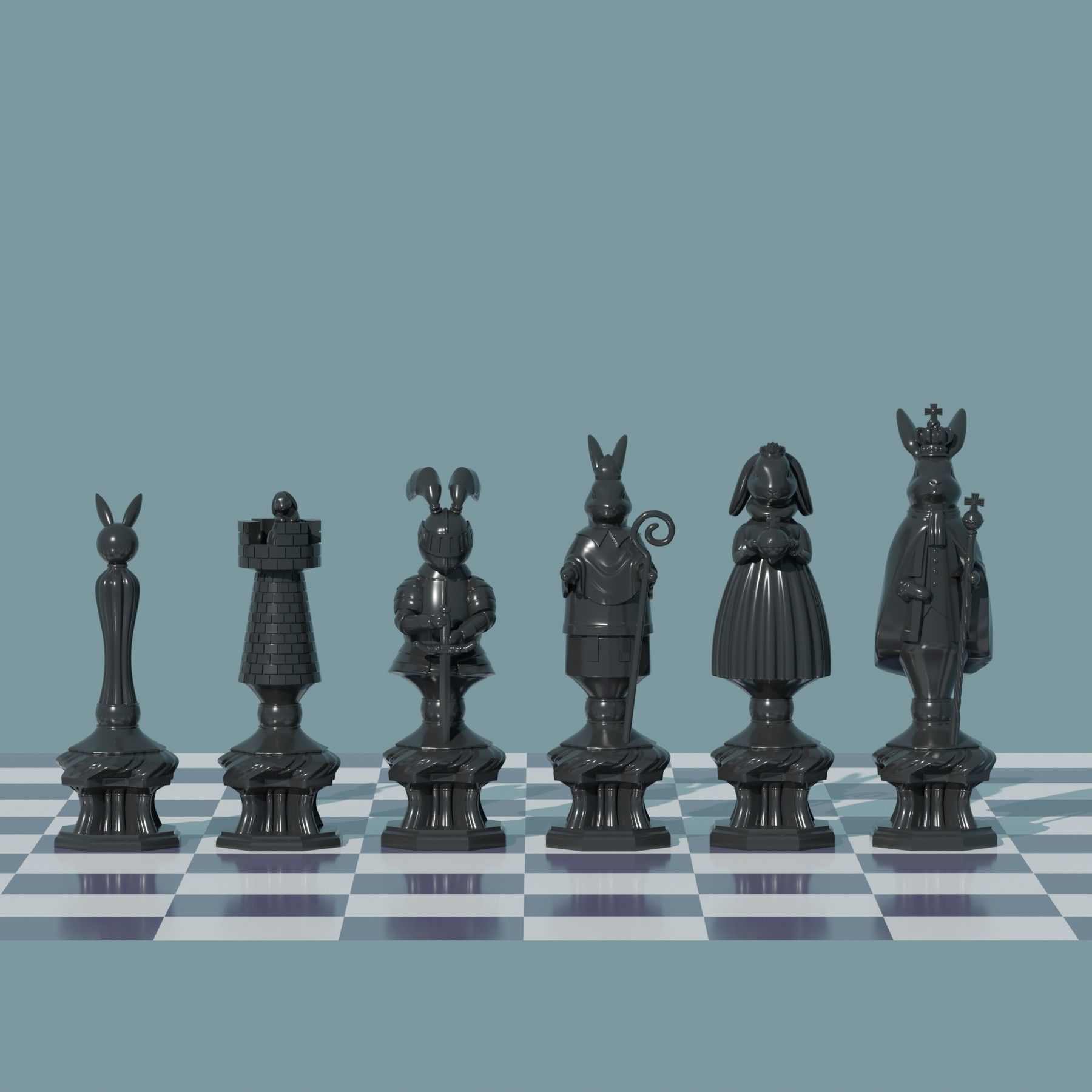 RABBIT CHESS HELIOS SET 3D model 3D printable | CGTrader